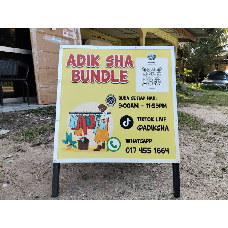 A type stand Signboard penanda arah kedai Online design mudah alih ...