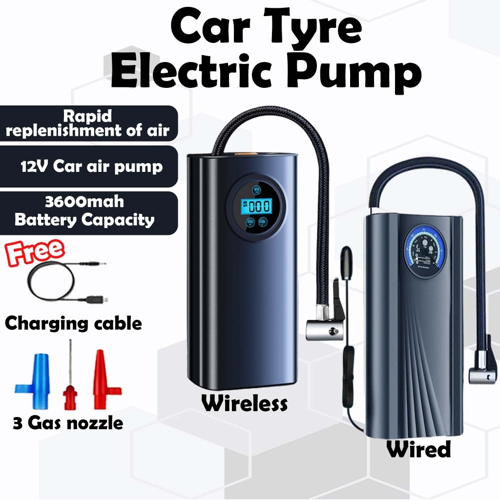Car Tyre Electric Pump Wired(CIG) / Wireless(USB) Portable Car Air ...