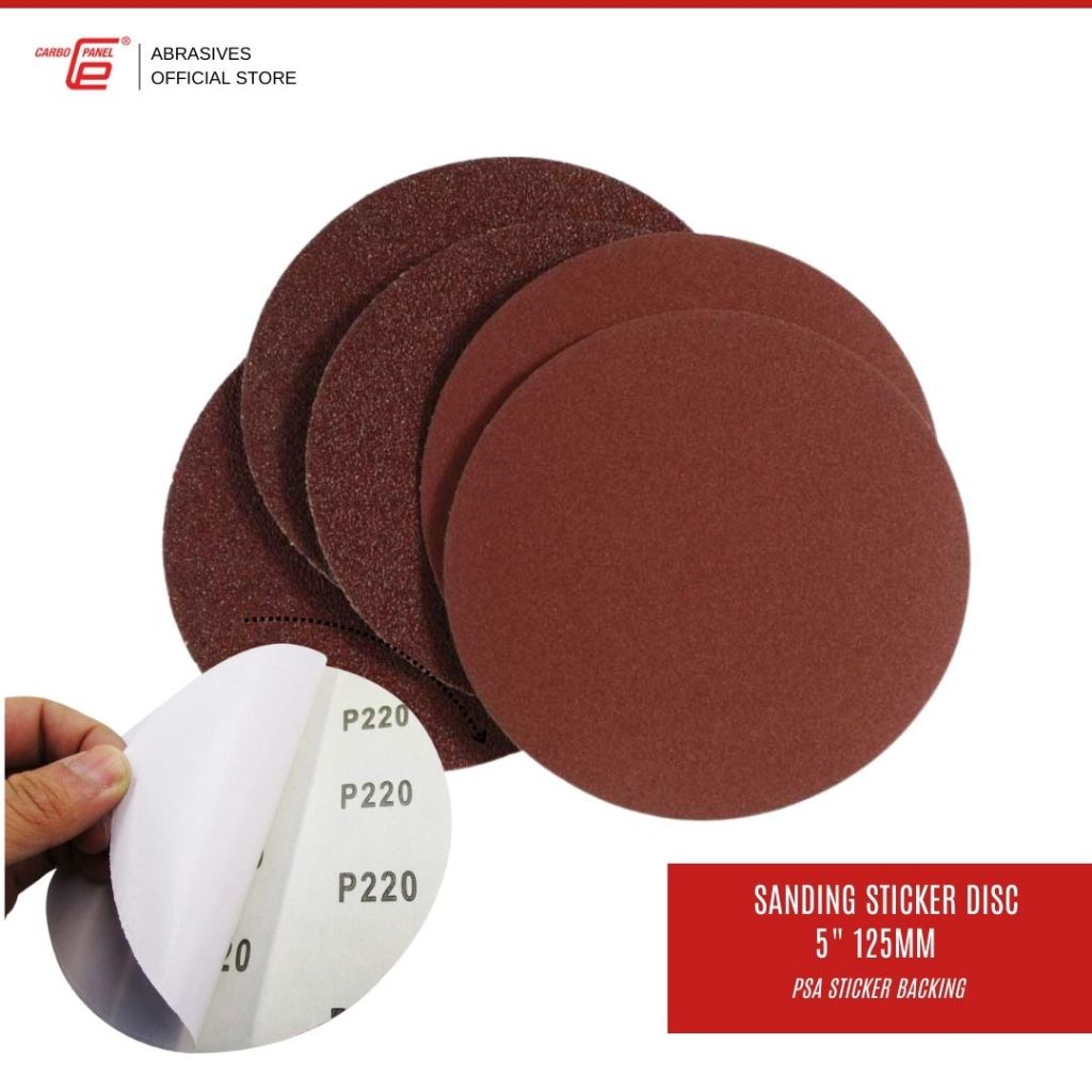 Carbo Panel 5" Inch PSA Sanding Disc 125mm STICKER Effect Kertas Pasir ...