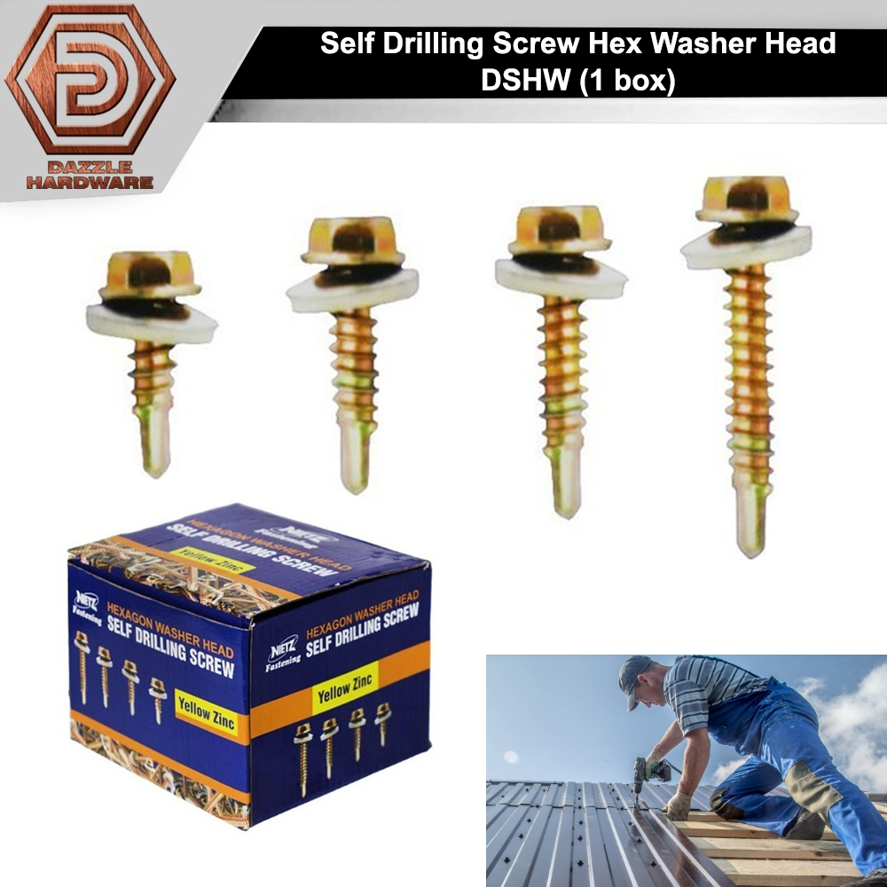[ 1 unit = 1 box ] Nietz Self drilling screw hex head with waher DSHW ...