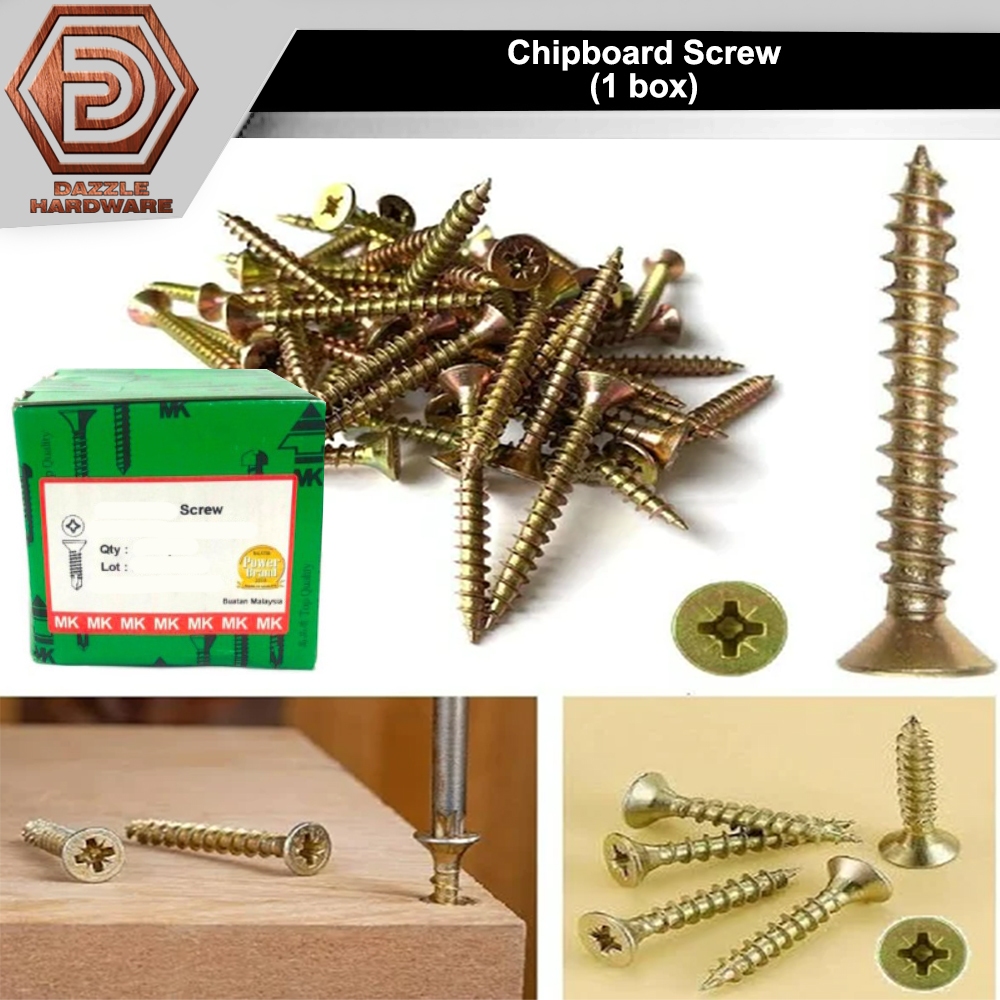 [ 1 unit = 1 box ] Chipboard screw wood screw flat head self tapping ...