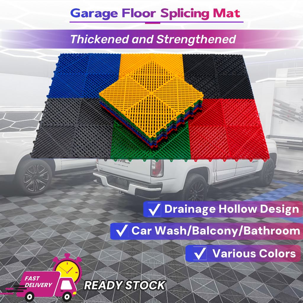 Thick Car Wash Mat Polymer Spliced Grid Mat Garage Drainage floor Mat ...