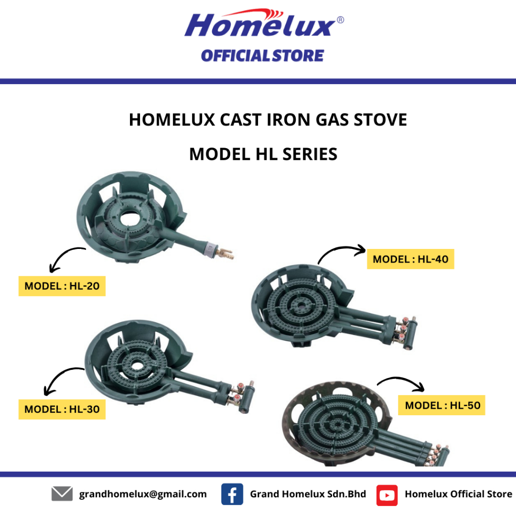 HOMELUX CAST IRON GAS STOVE/DAPUR GAS HL SERIES HL-20/HL-30/HL-40/HL-50 | Shopee Malaysia