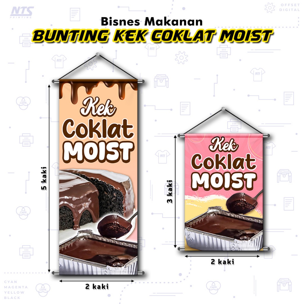 🍫READY DESIGN🍫 Bunting Chocolate Moist Cake - Tebal / Kalis Air ...
