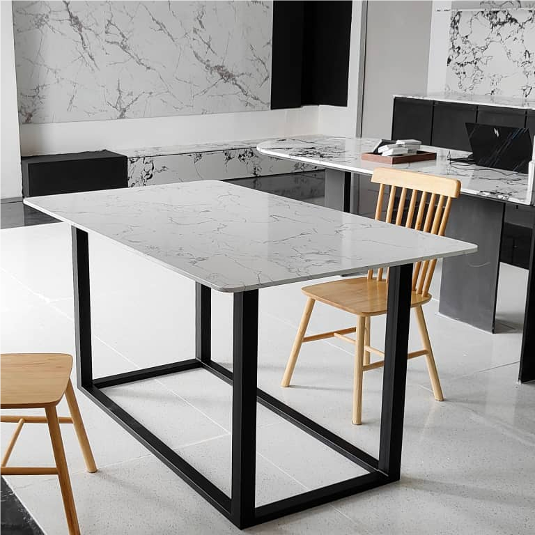 table 100% quartz top dining marble high quality metal minimalist meja ...