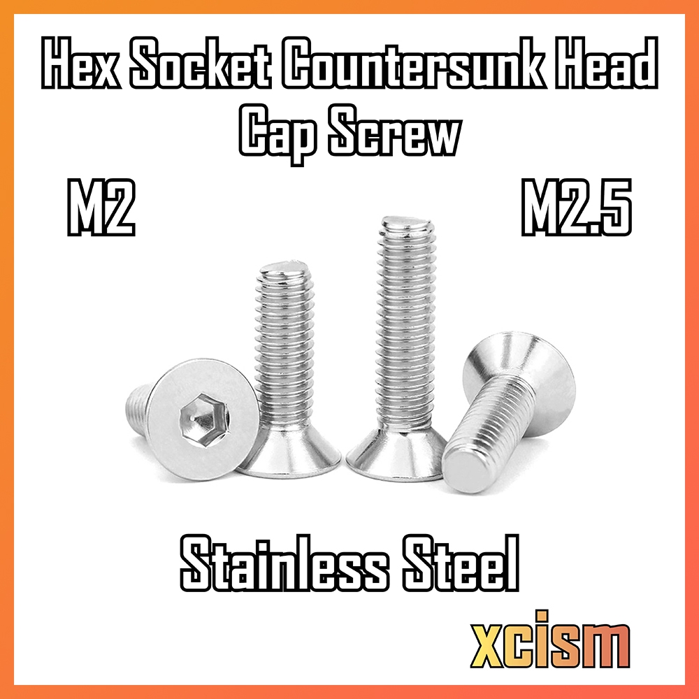 M2 M2.5 Hex Socket Flat Countersunk Head Cap Screw Allen Key CSK Bolt ...