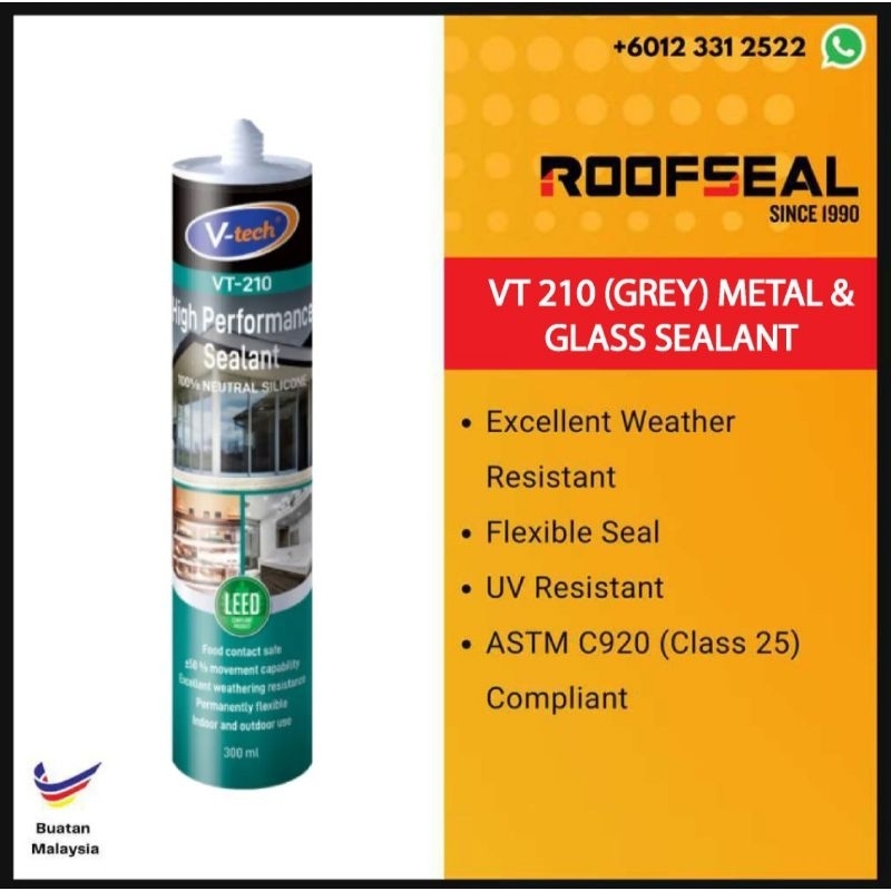 VT210 G, Metal & Glass Sealant | Neutral Silicone For Roof Gaps | Silicon For Metal Roofing ...