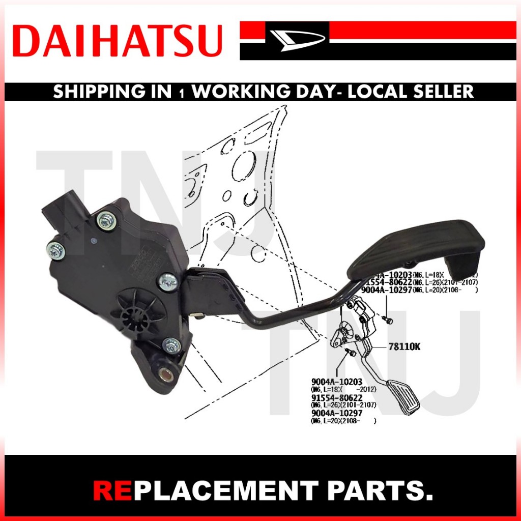 ACCELERATOR PEDAL SENSOR ASSY / PERODUA ARUZ 1.5 ( 78110-BZ031 ...