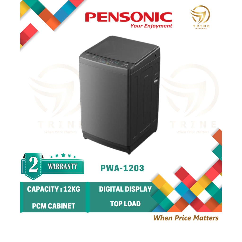PENSONIC 12KG TOP LOAD FULLY AUTO WASHING MACHINE - PWA-1203 | Shopee ...