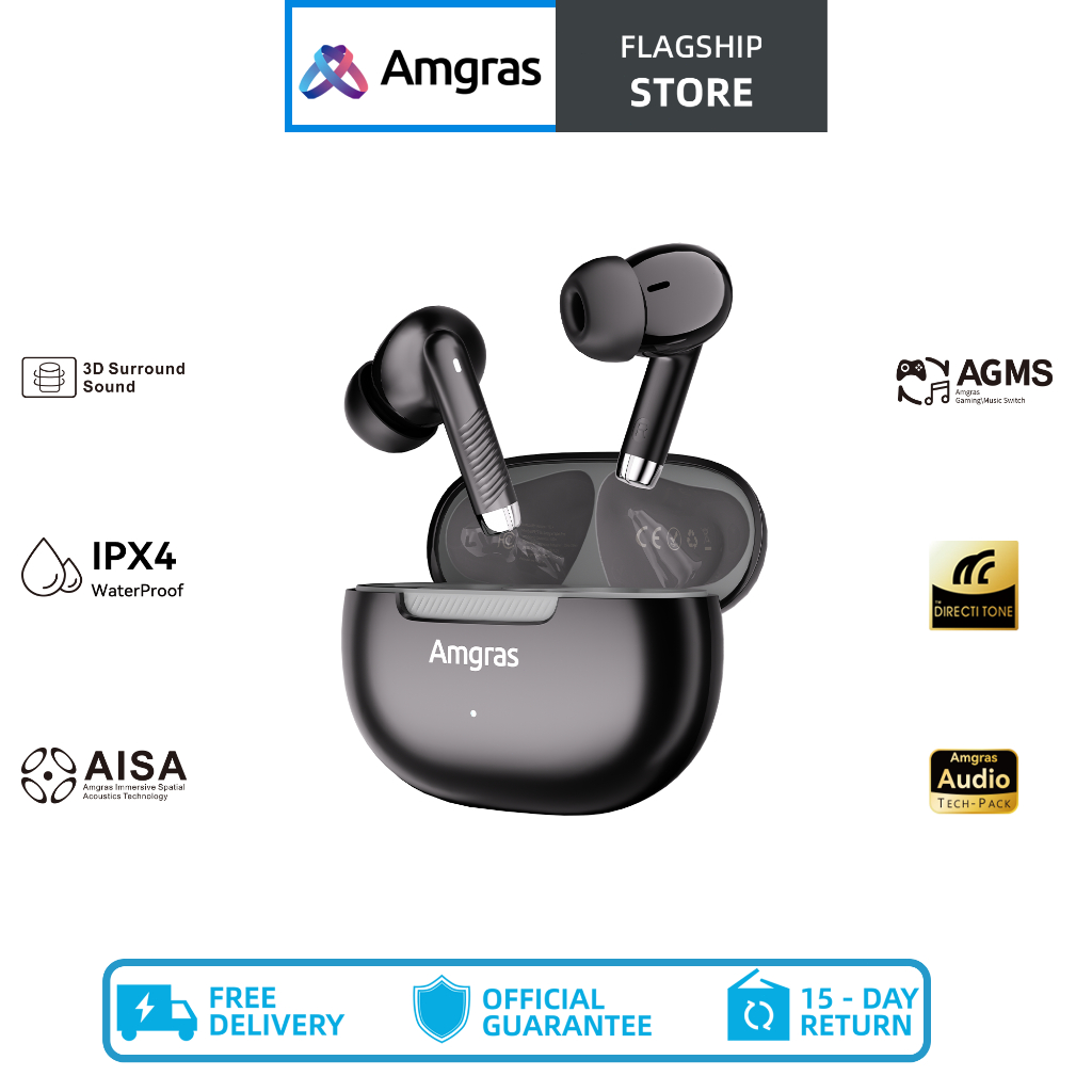 Amgrass Spirit Pro Bluetooth Earbuds Wireless Earbuds Noise Cancelling ...