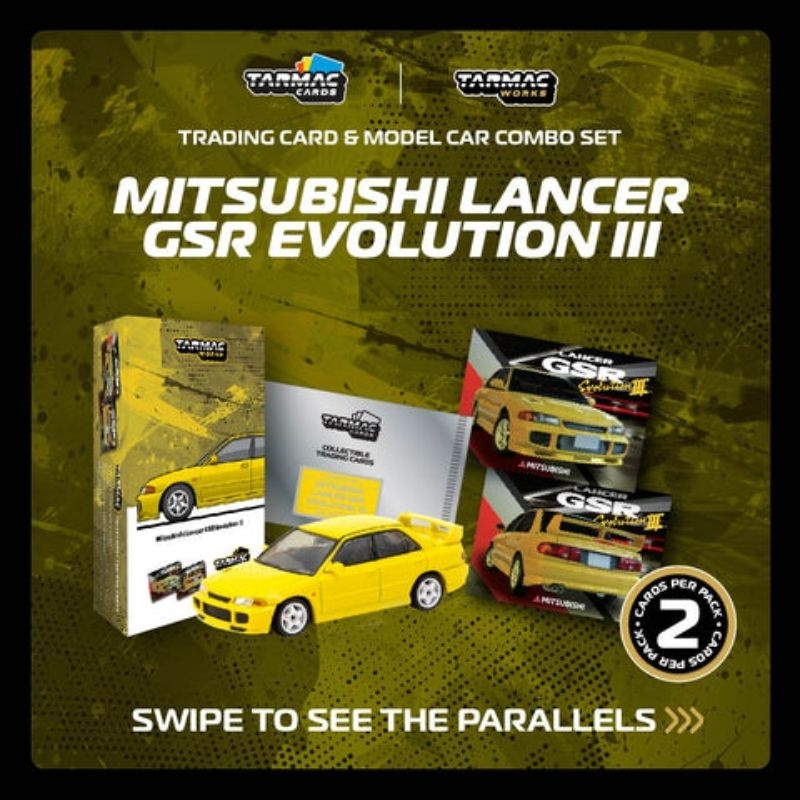 1/64 Tarmac Mitsubishi Lancer GSR Evolution III (Yellow) w/ Trading ...