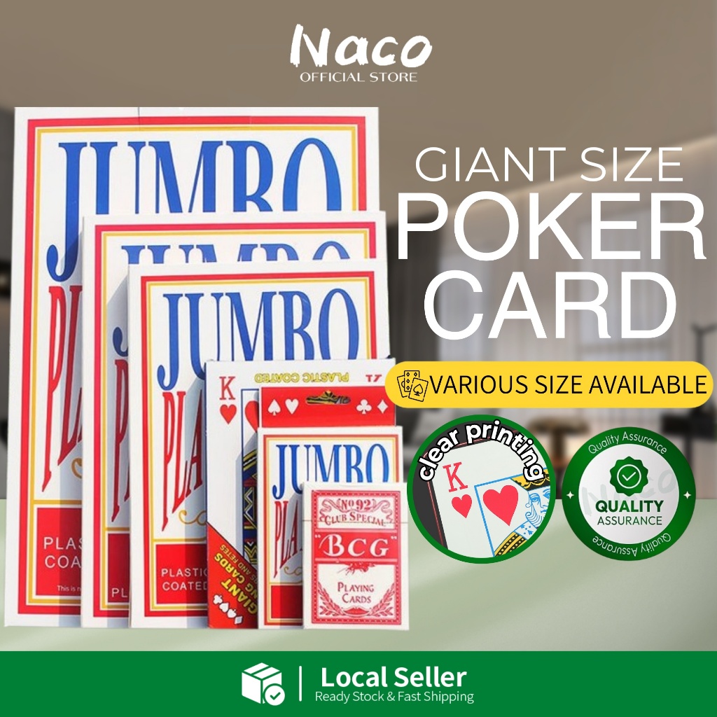 Giant Jumbo Poker Cards A4 Size Full Deck Oversized High Quality Casino ...