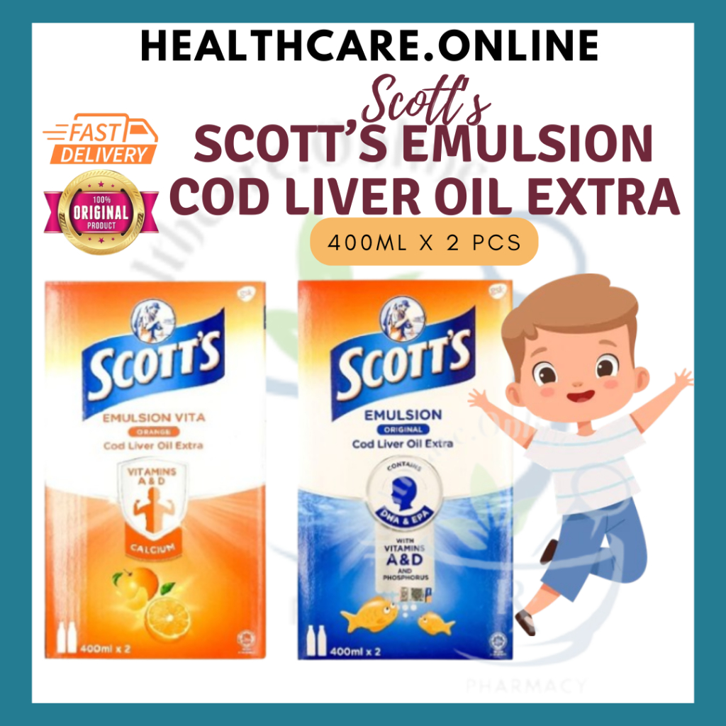 SCOTT'S EMULSION COD LIVER OIL EXTRA 400ML x 2 [ VITAMIN A & D ] [ COD ...