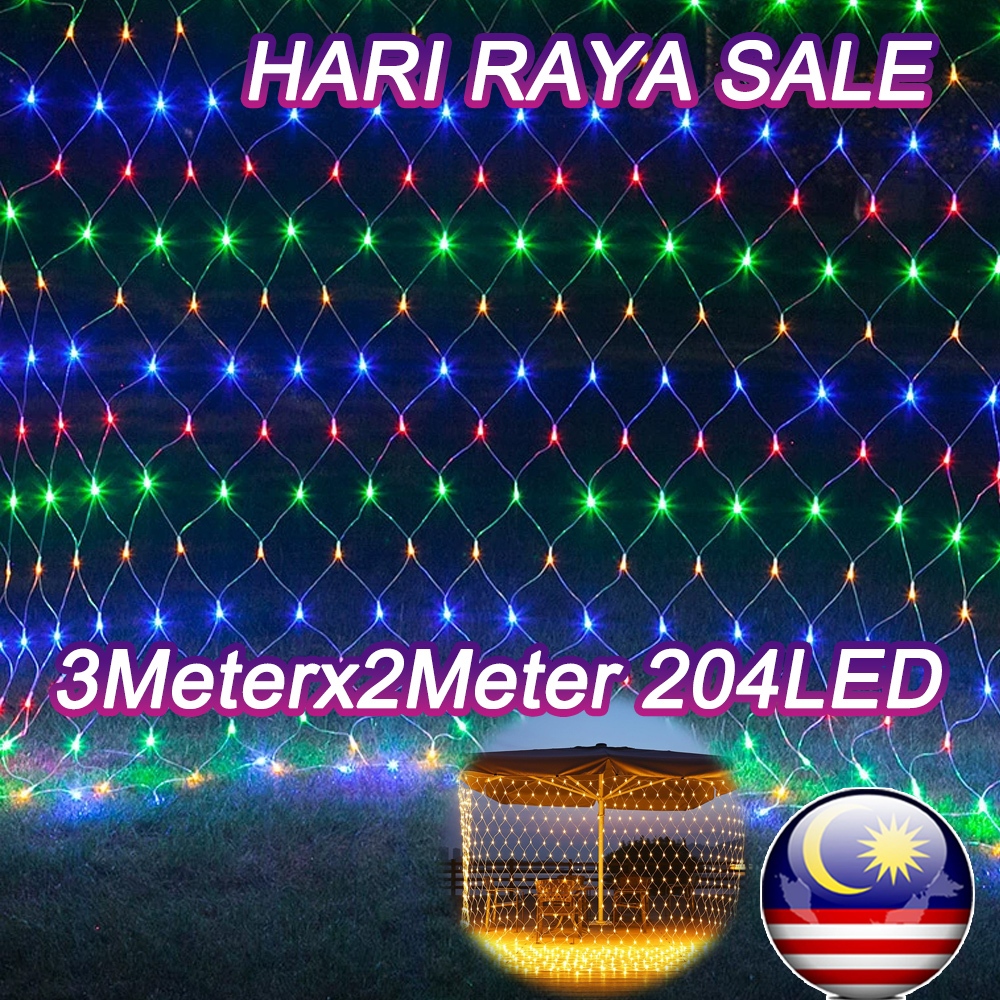 2024 lampu raya 3x2Meter Net Light lampu hiasan With EU Plug 8 Lighting ...