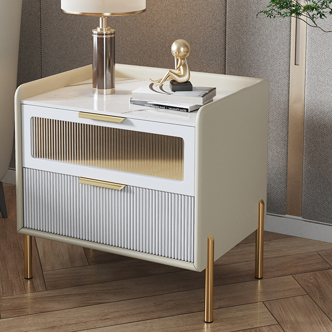 Minimalist Bedside Table Solid Wood Rock Slab Bedside Table Modern ...