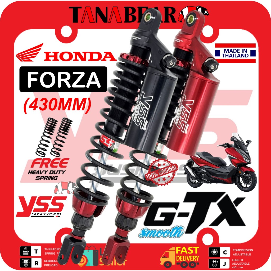 YSS FORZA (430MM) GTX [Free Heavy Duty Spring] adjustable absorber ...