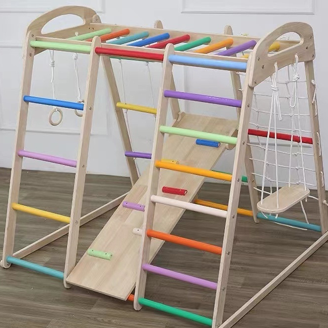 Solid Wood Children's Climbing Frame Indoor Home Small Family ...