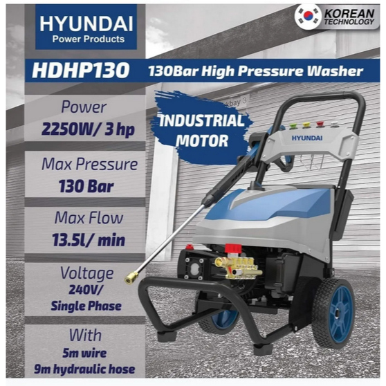 Hyundai 130Bar 13.5L/min 3.0Hp Induction High Pressure Washer HDHP130 - Brand KOREA - 6 Months ...