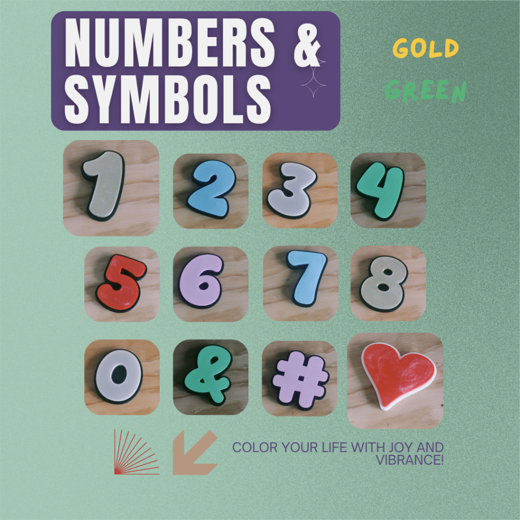 H5-15cm 3D NUMBERS SYMBOLS Pvc DUO-COLOR Customizable Décor Signage ABC ...