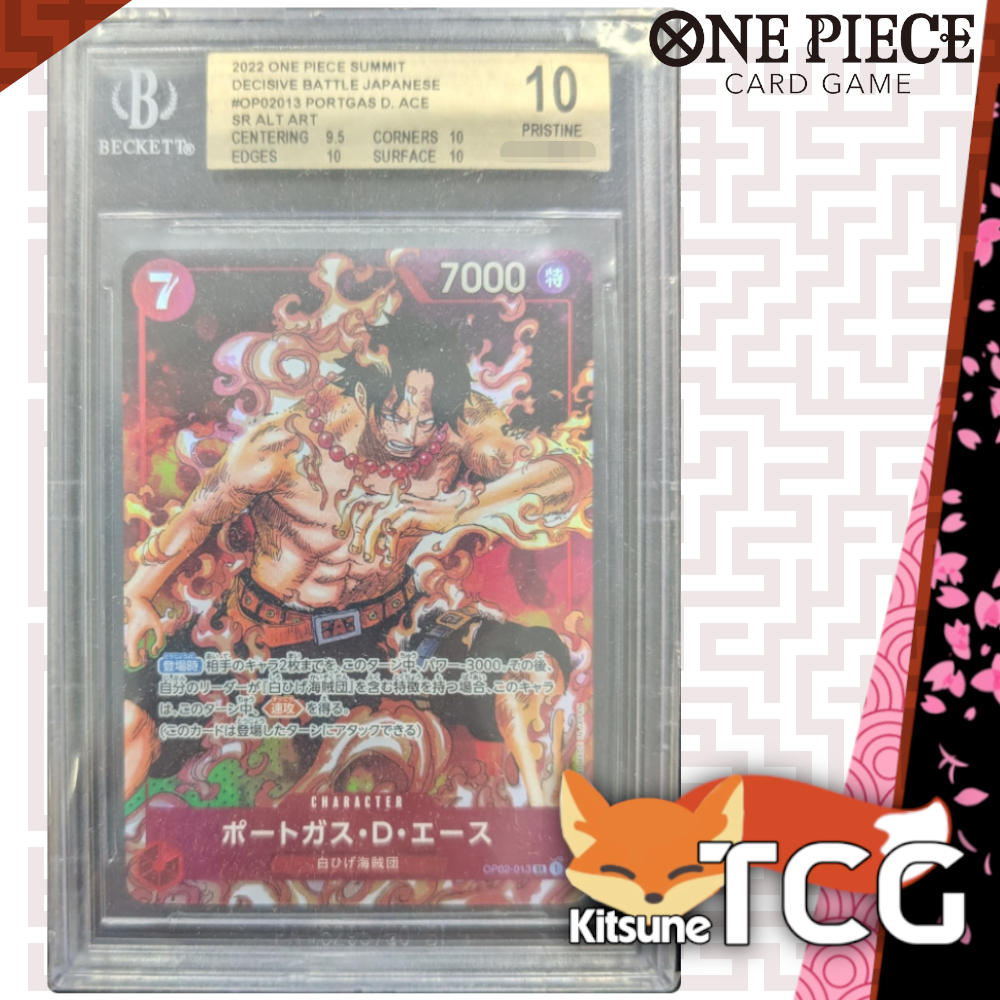 One Piece Ace OP02 013 SR Parallel Beckett 10 Graded Slab Trading Card ...