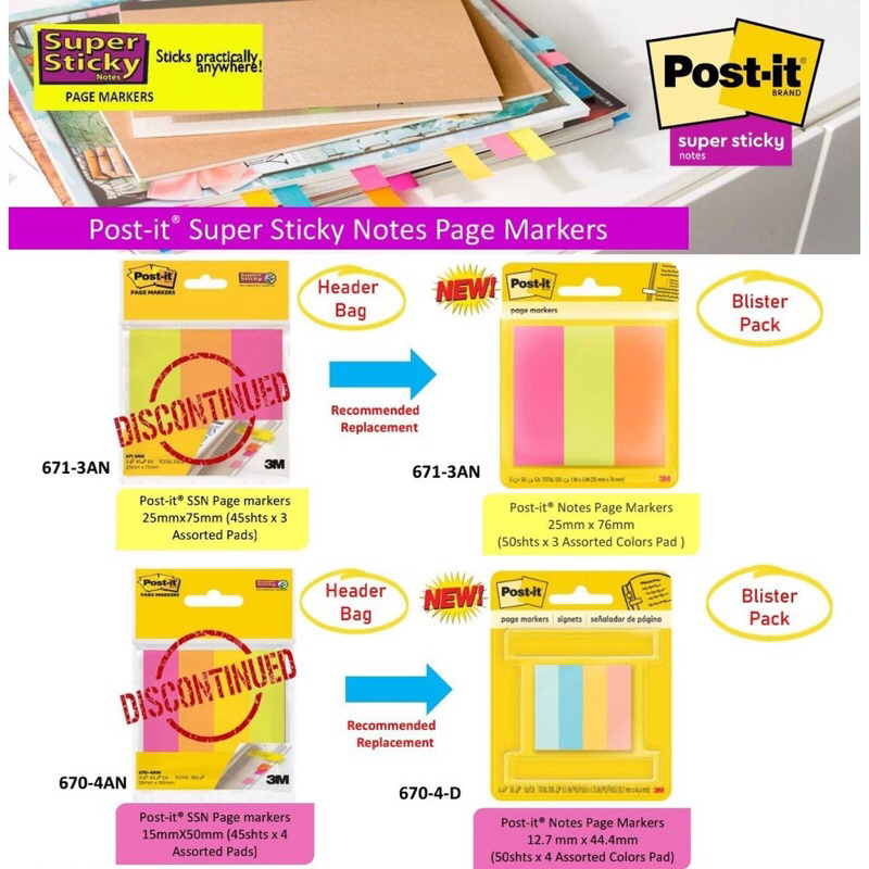 3M Post It Page Markers 671-3AN 25x77mm ( 50's x 3pads ) | Shopee Malaysia