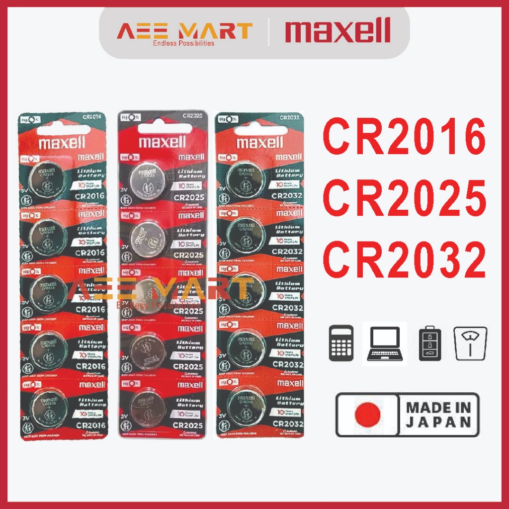 (Original) Maxell CR2016 / CR2025 / CR2032 3V Lithium Battery Coin Cell (1pc/5pcs) | Shopee Malaysia