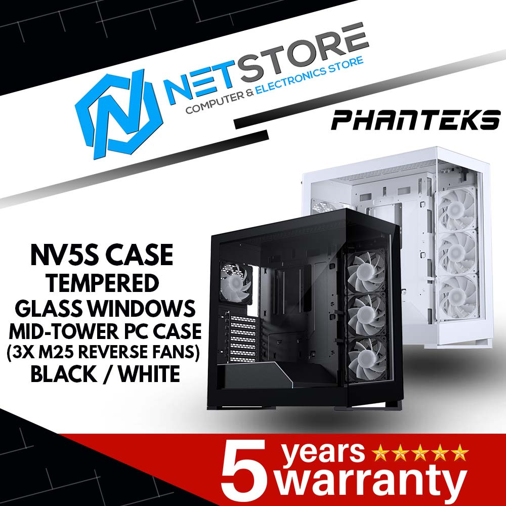 PHANTEKS NV5S CASE, TEMPERED GLASS WINDOWS MID-TOWER PC CASE (3X M25 ...