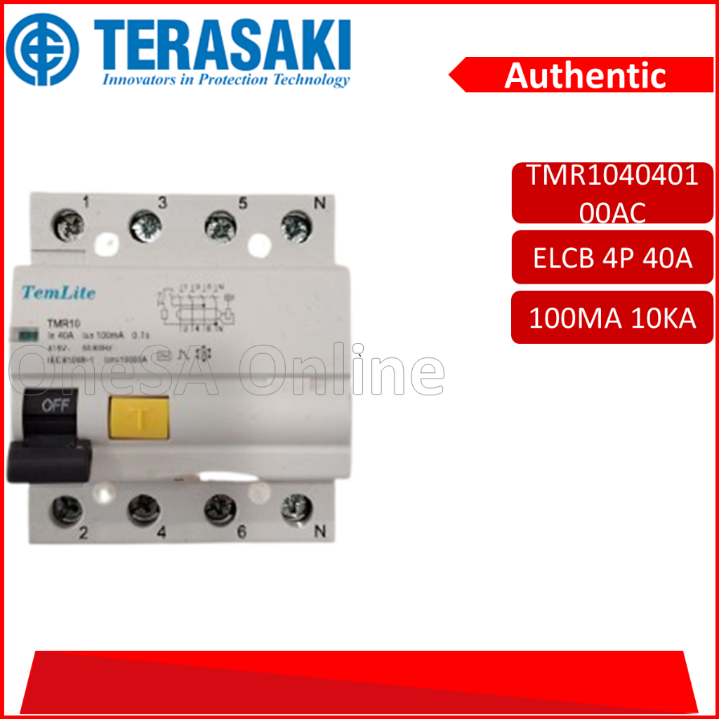 TERASAKI ELCB 4P 100A 100MA/300MA 10KA(TERA-TMR1040100100AC/TERA ...