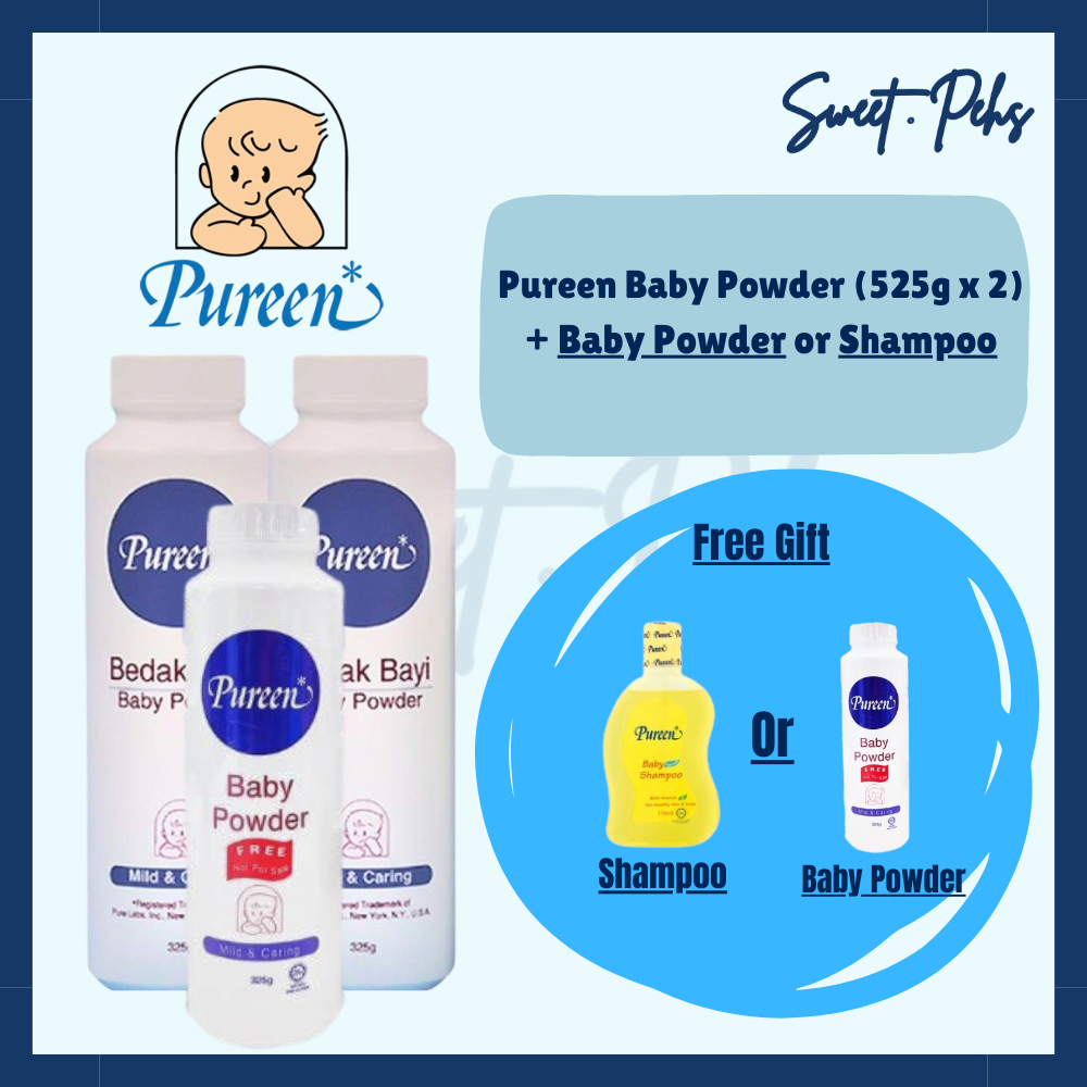 [ Pureen ] Baby Powder (525g x2) [Free Baby Powder and Shampoo], Bedak ...