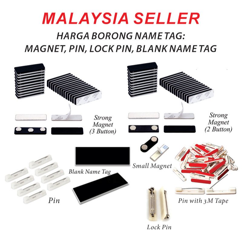 HARGA BORONG Magnet Name Tag, Pin, Lock Pin dan Papan Nametag | Shopee ...