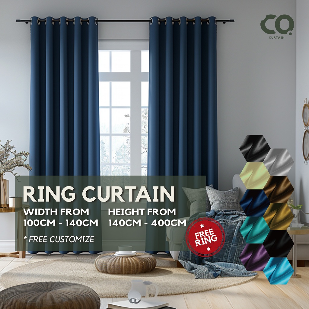 Co.Curtain Ring Type Langsir Semi-Blackout Curtain Langsir Multicolor ...