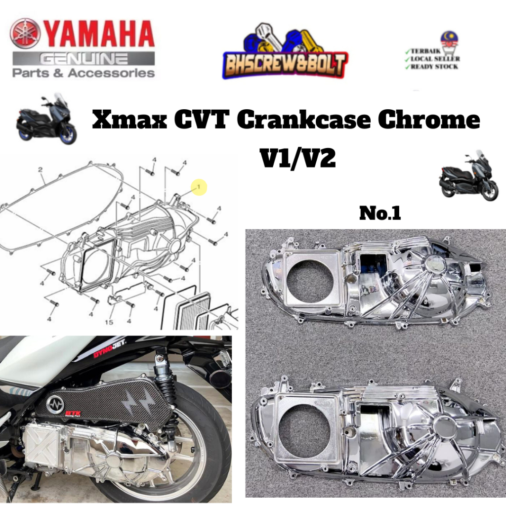 Yamaha Xmax CVT Crankcase Chrome 100%Original Yamaha Genuine Parts ...