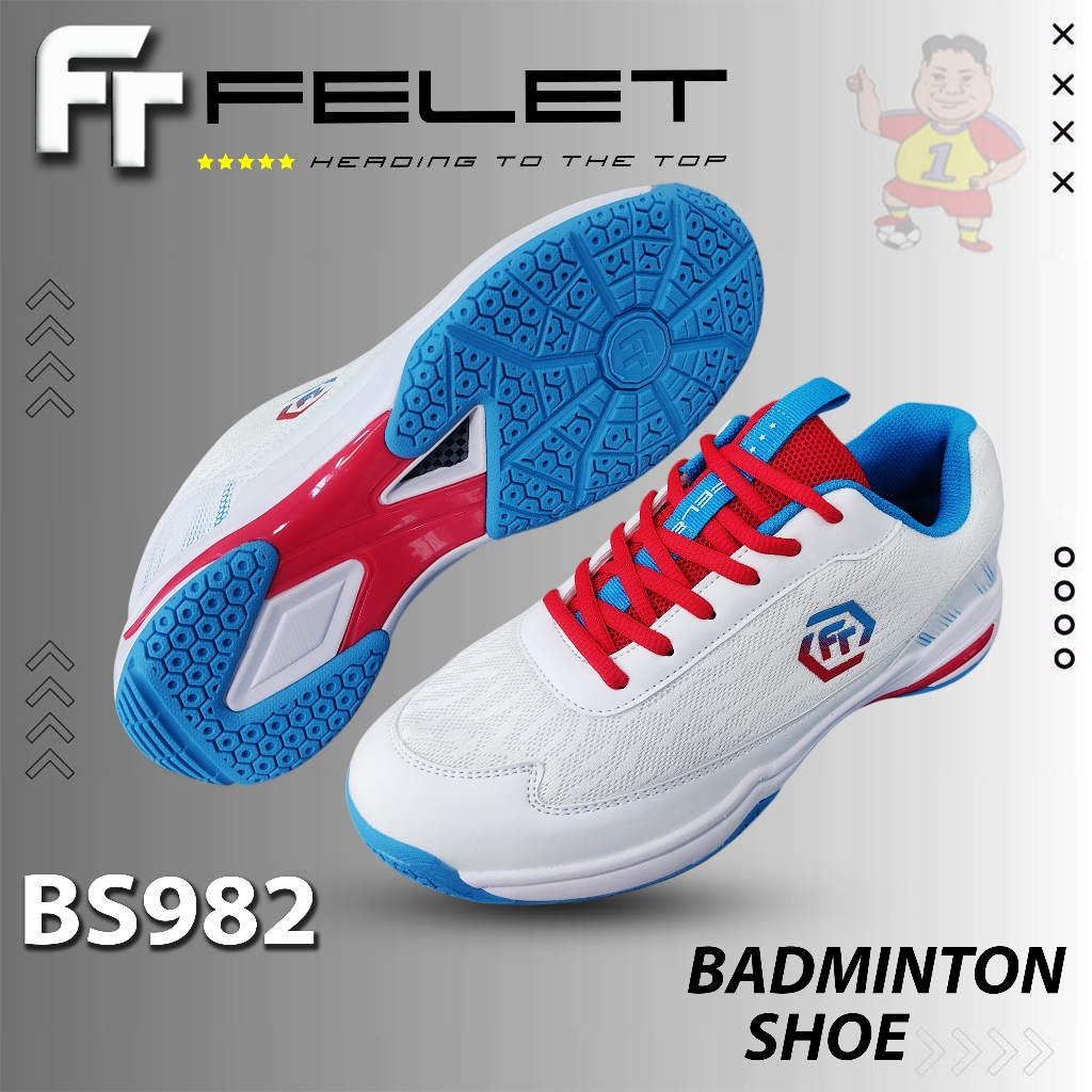 Felet Original Badminton Shoes Kasut Badminton BS982 White Blue | Shopee Malaysia