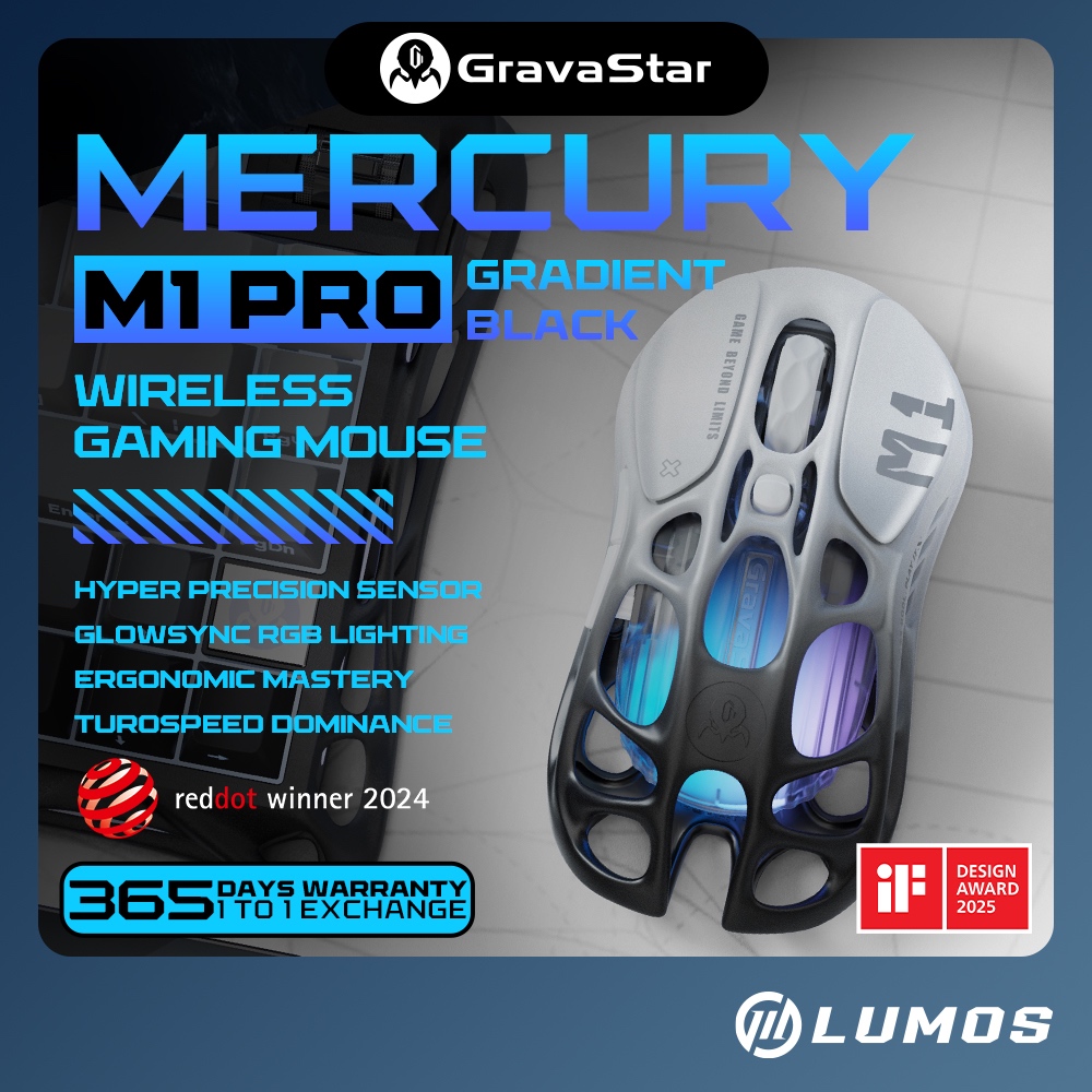 GravaStar Mercury M1 Pro Wireless Gaming Mouse MICE 5 Light Mode Highly ...