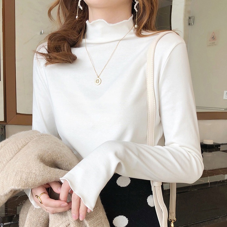 mysteryoffemale Women Casual Long Sleeve Turtle Neck High Collar Inner ...