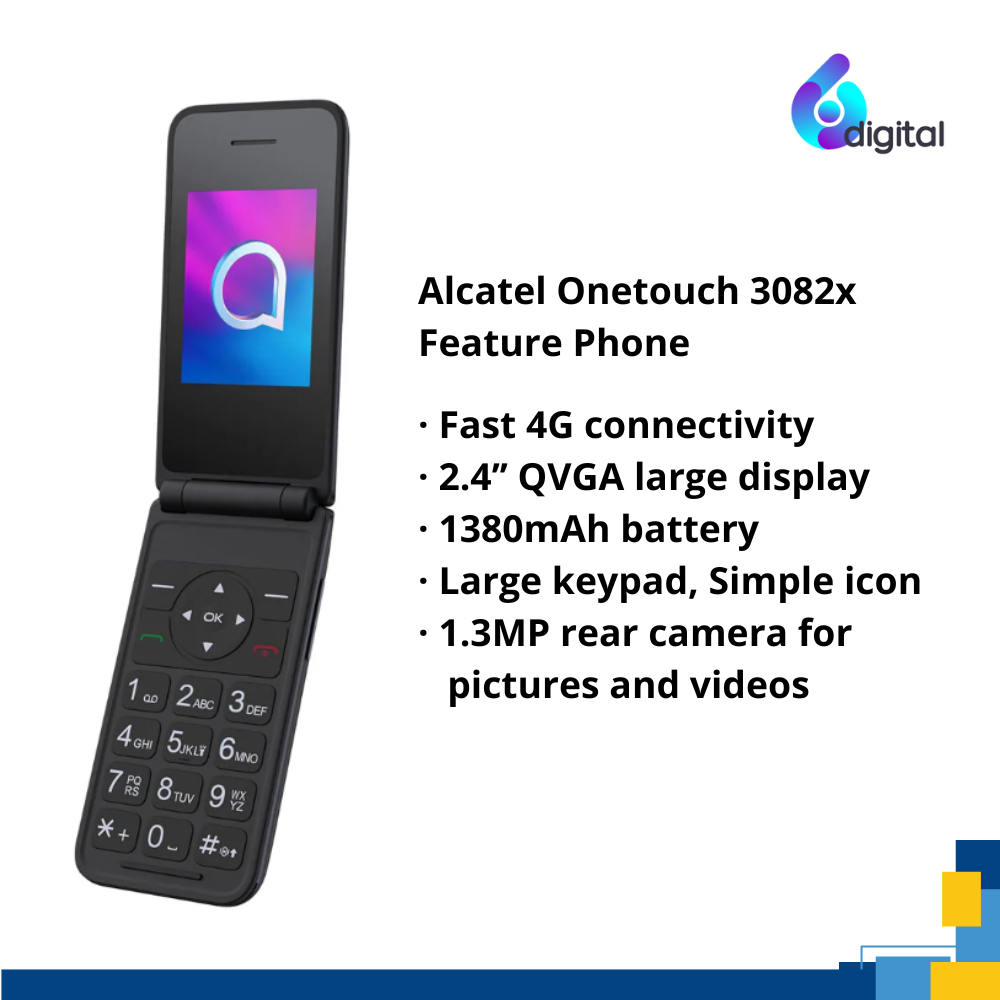 Alcatel 3082X 4G Flip Phone – 2.4" Display, SOS Button, Big Buttons, 4G ...