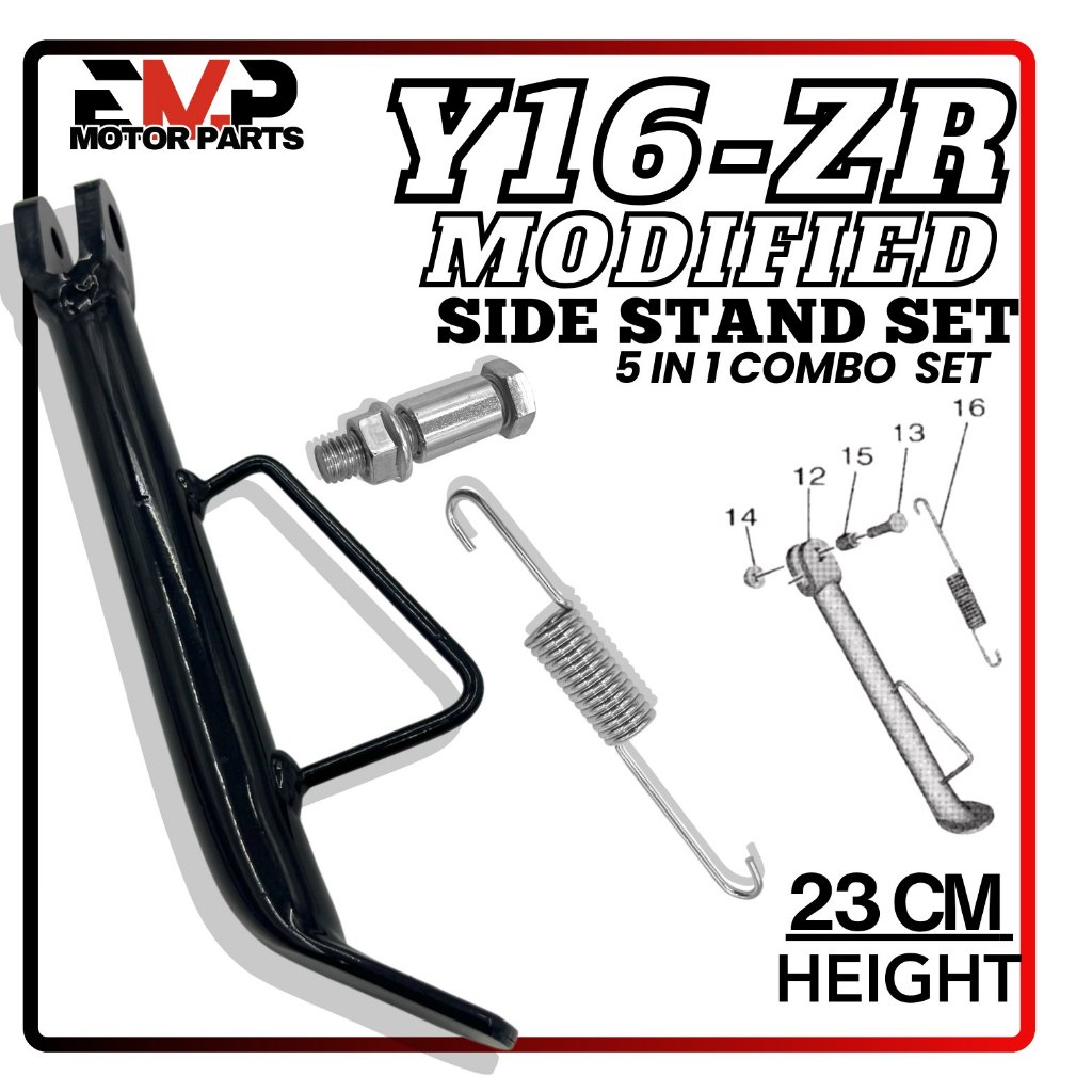 SIDE STAND Y16ZR Y16 TONGKAT TEPI Y16 MODIFY MODIFIED SET SPRING BOLT ...