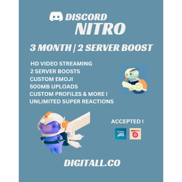 DISCORD NITRO 3 MONTHS | 2 SERVER BOOST | PC | Shopee Malaysia