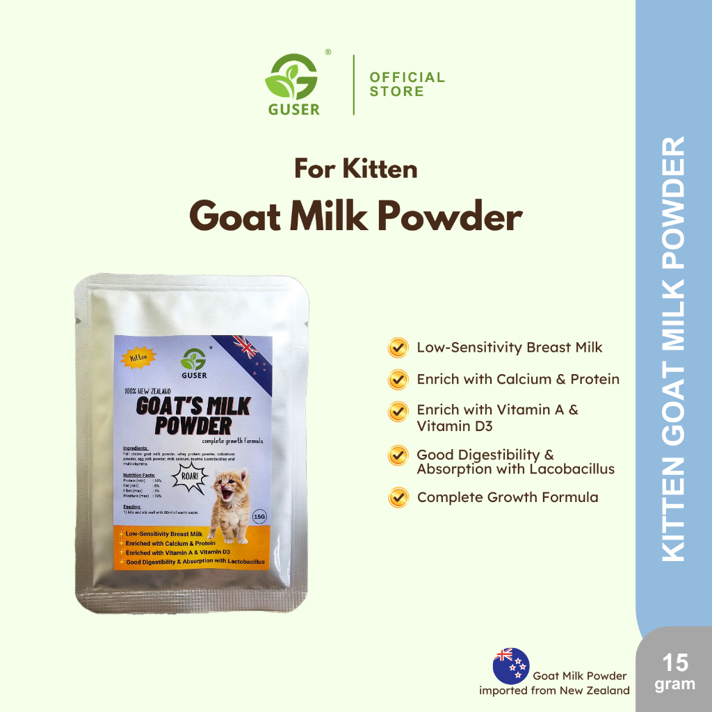 𝗚𝗨𝗦𝗘𝗥® Kitten Goat Milk Powder 15g | New Zealand | Pet Food | Kitten ...