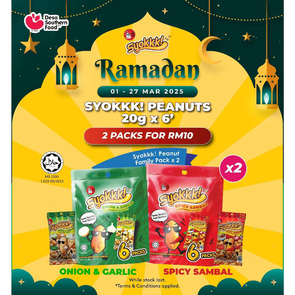 Syokkk! Flavoured Peanuts/Kacang Berperisa TWIN PACK (20g x 6 packet ...