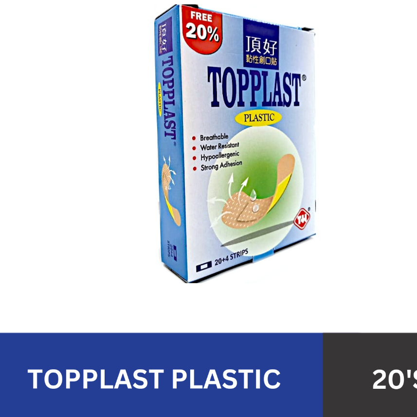 TOPPLAST PLASTIC (PEMBALUT LUKA) 20 + 4 STRIP (BOX) | Shopee Malaysia