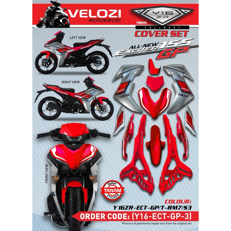 VELOZI YAMAHA Y16 Y16ZR (NOT ABS) EXCITER GP DESIGN RM7 RED /SILVER S3 ...