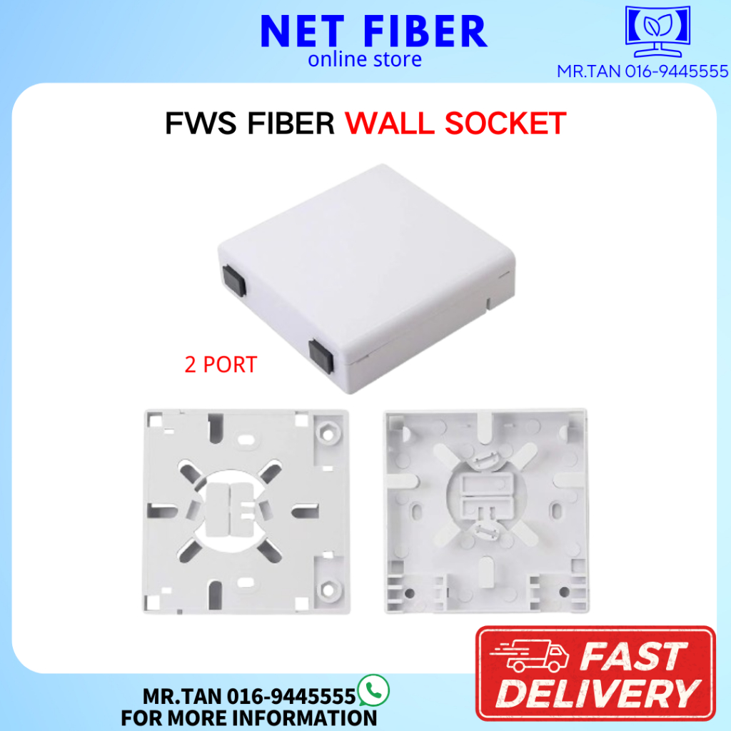 FWS Fiber Wall Socket 2 Ports FTTH Fiber Optic Terminal Box Indoor ...