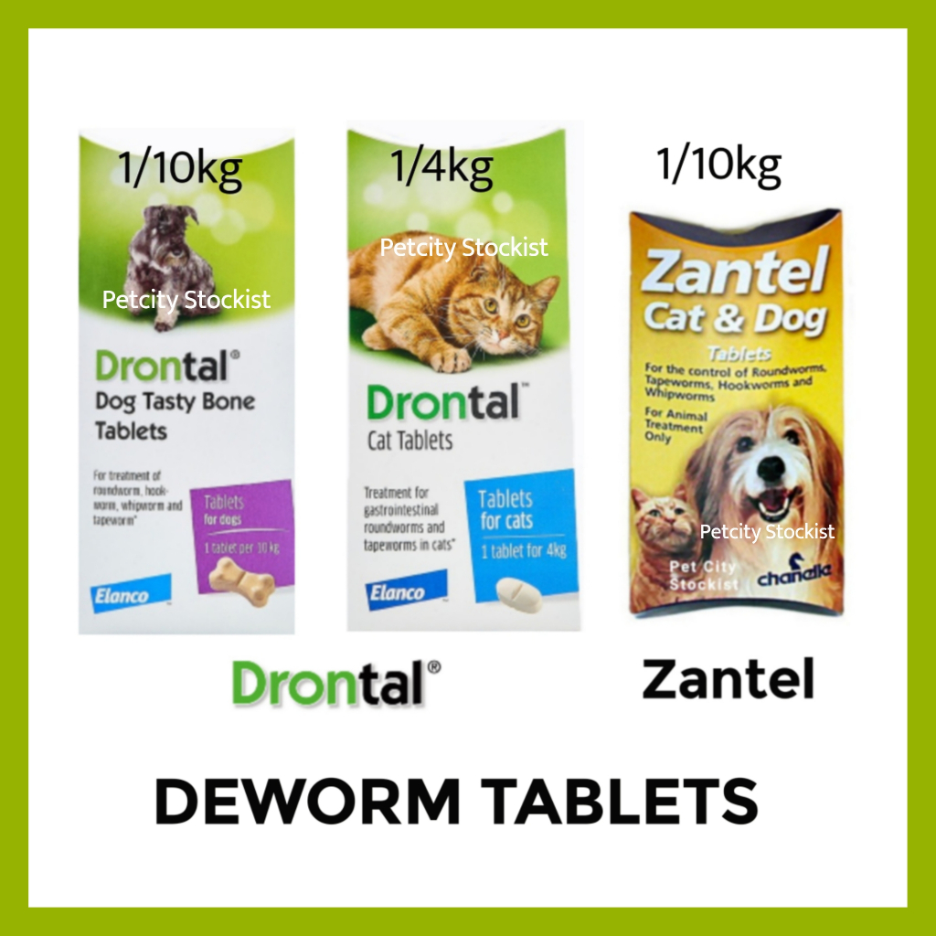 1 Tab/Biji Drontal Cat & Drontal Dog Bone Shape Deworming Control ...