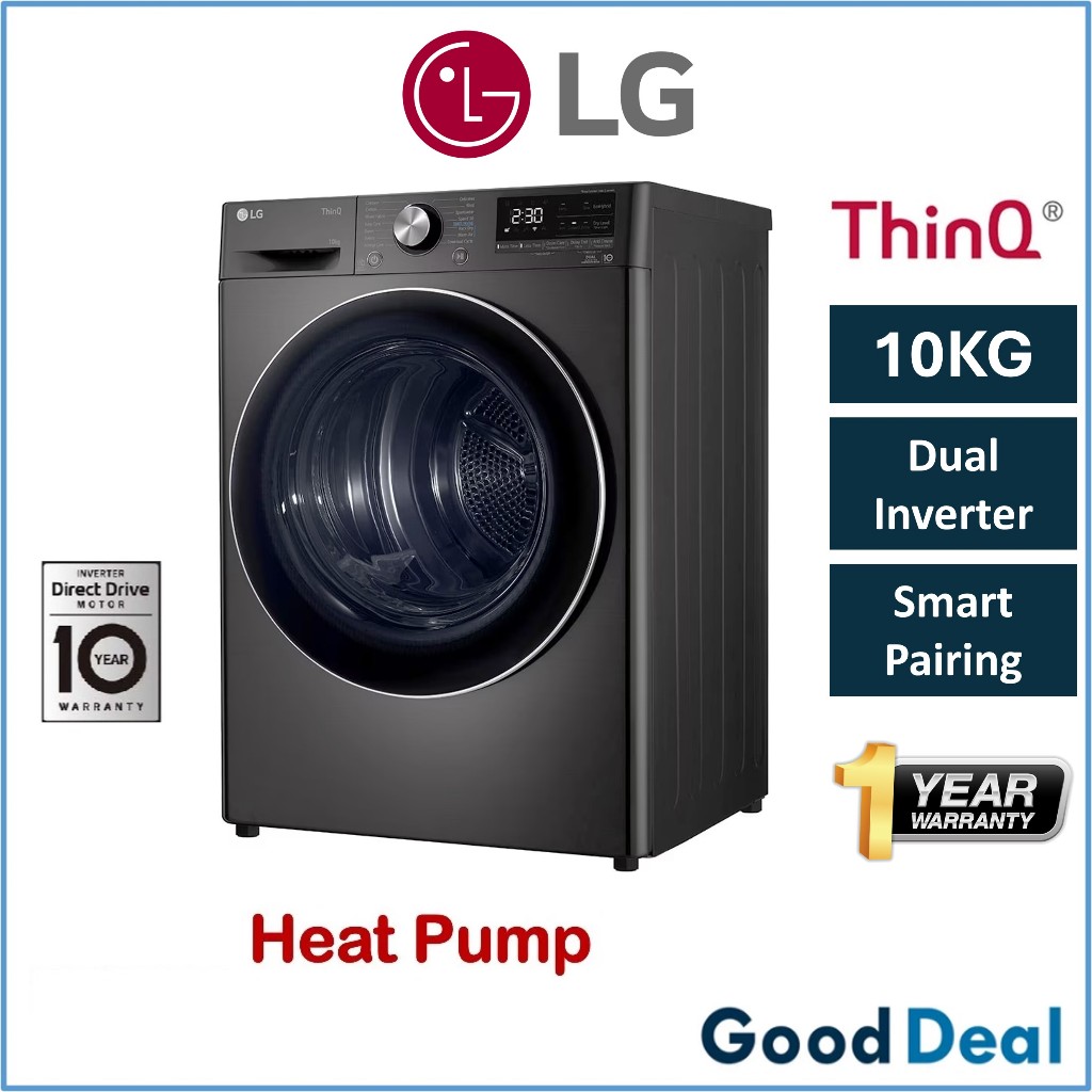 LG RH10VHP2W / RH10VHP2B 10KG Dual Inverter Heat Pump Clothes Dryer ...