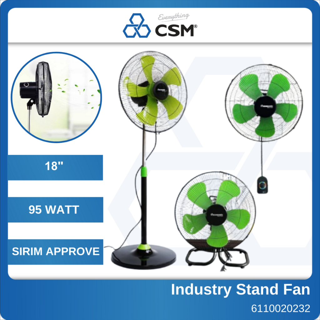TECHSONIC 18" 5-Blade Floor Wall Stand Turbo Industry Stand Fan 240V ...