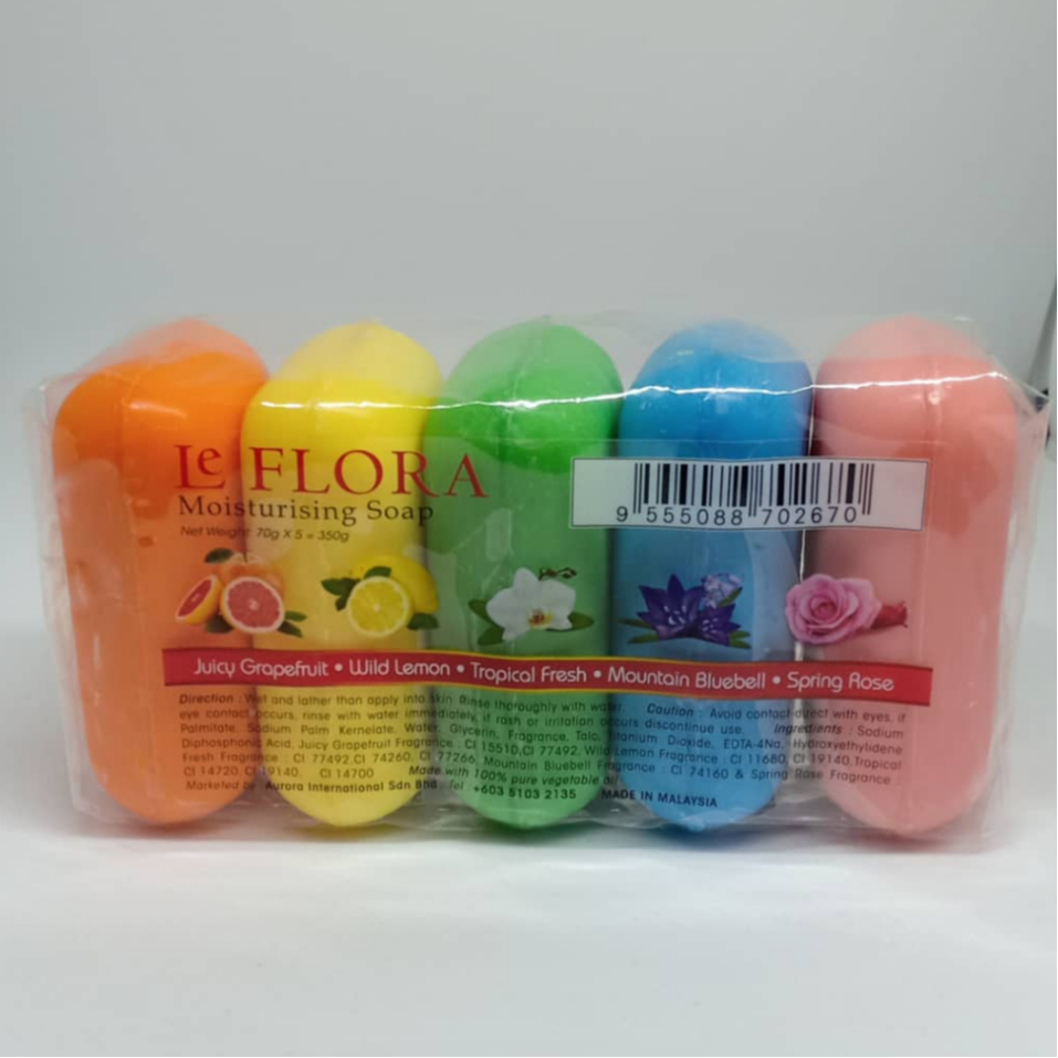 (1 PACK 5 FLAVOR ) LE FLORA MOISTURISING SOAP (70G X 5) SABUN MANDI ...