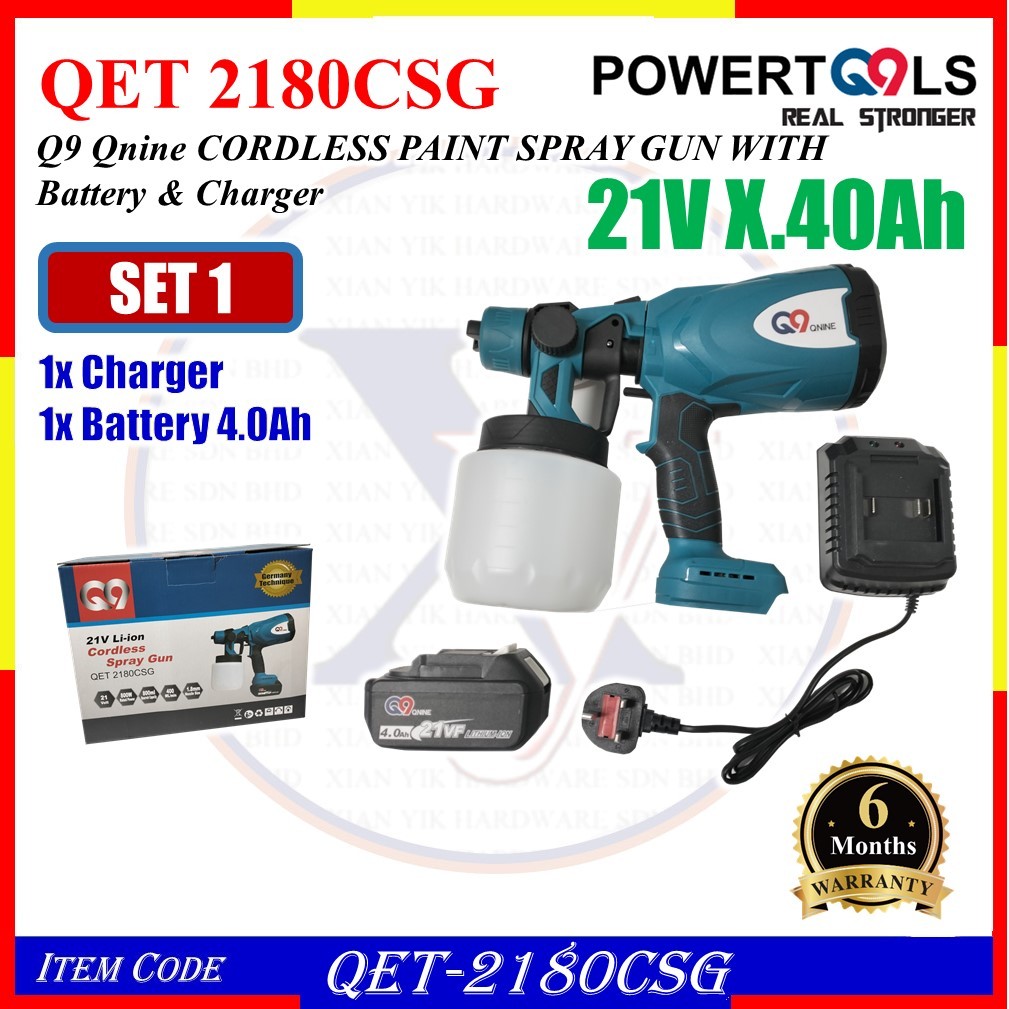 QET-2180CSG (QET 2180CSG) Q9 Qnine CORDLESS PAINT SPRAY GUN WITH 21V X ...