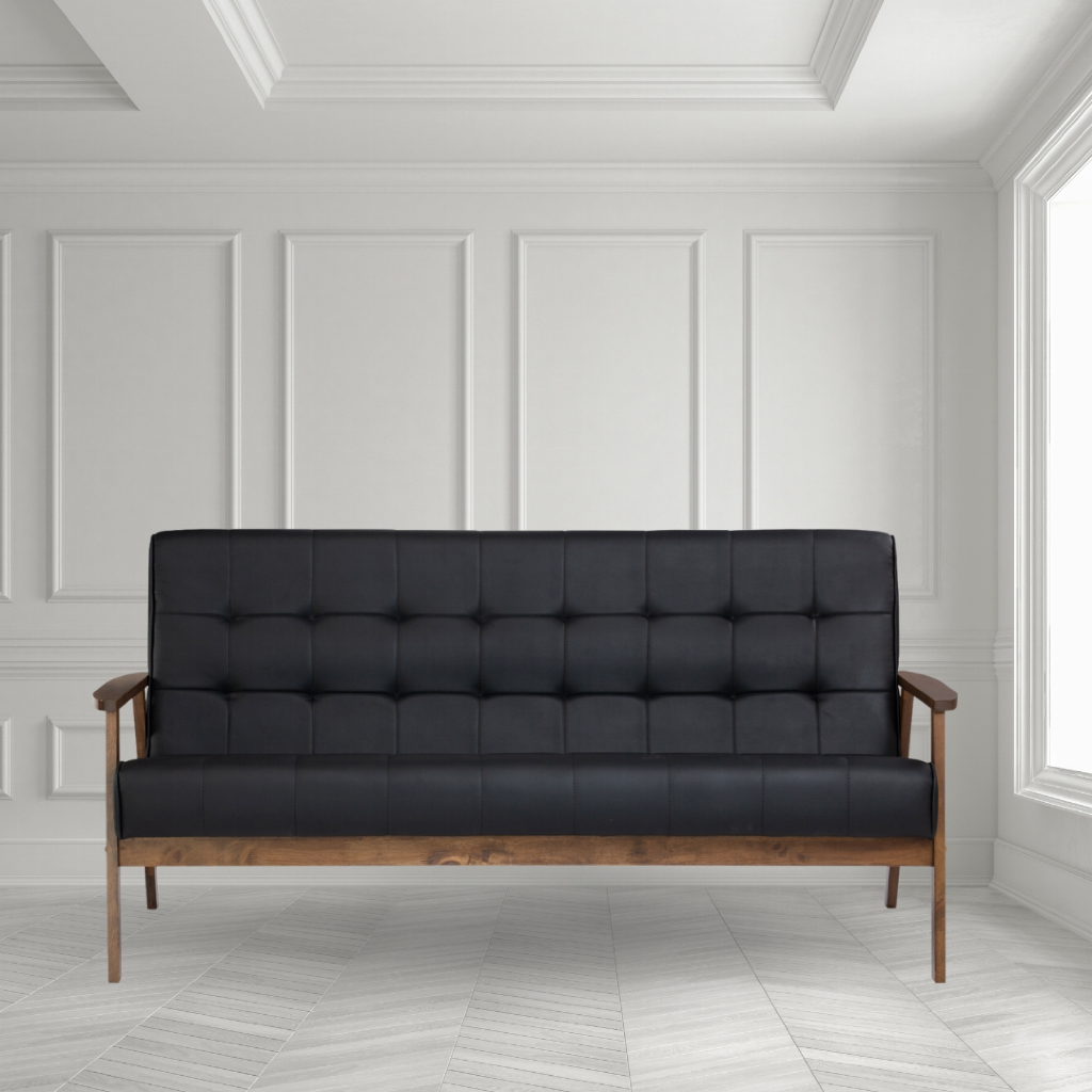 LOFT Living HIACE 123 seater wooden sofa fabric kain PU murah kayu ...