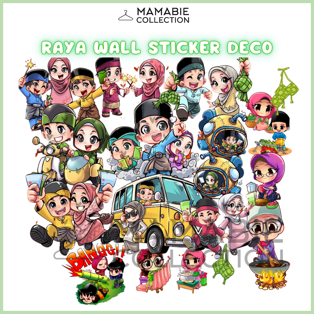 Sticker Raya 2025 Aidilfitri Deco Size Besar Kecil Die Cut Doodle ...